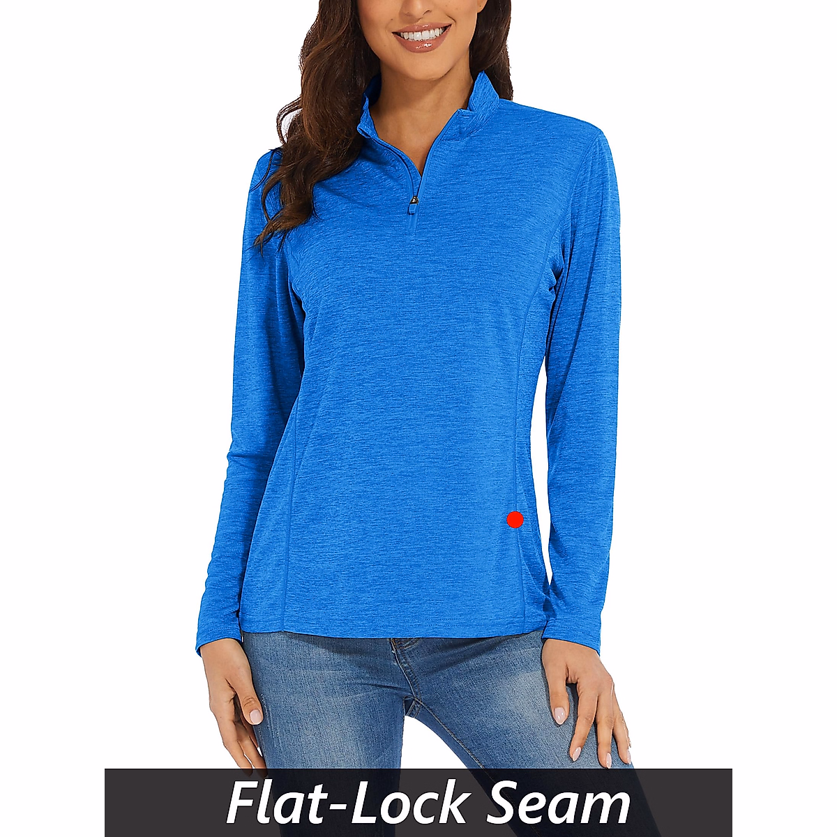 MAGCOMSEN Uv Protection Shirts for Women Long Sleeve Shirts Women Summer Shirts Running Shirts Workout Athletic Shirts Sea Blue L