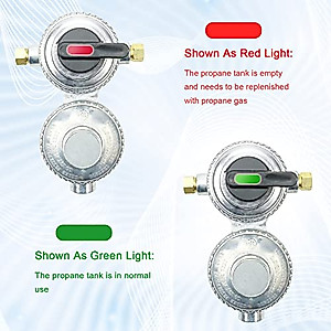 2-Stage Auto-Changeover LP Propane Dual Tank Pressure Regulators, 18 Inch Pigtail Hoses Stainless Steel Braided with Gauge (2 Pcs) 1/4" Inverted Male Flare / QCC1 Fitting for RVs,Trailers, Camper