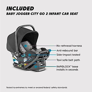 Baby Jogger City Select 2 Single-to-Double Modular Travel System, Includes City GO 2 Infant Car Seat, Radiant Slate