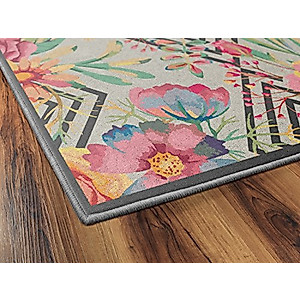 Brumlow Mills Flower Power Geometric Floral Area Rug for Living Room, Bedroom Mat, Kitchen or Entryway Rug, 2'6" x 3'10", Multicolor