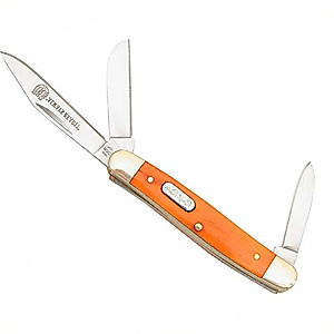 New Rough Rider Small Stockman Orange Smooth Bone Handle Folding Blades ProTactical Elite Knife 0670RT