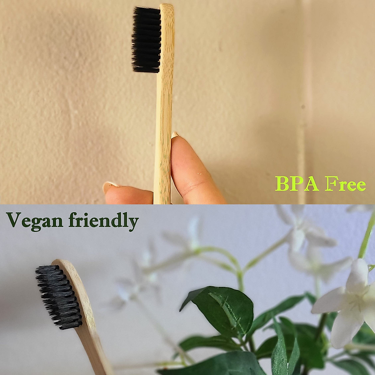 Teeth Whitening Natural Bamboo Toothbrush with Bamboo Charcoal Infused Bristles (Pack of 12 Toothbrush) Biodegradable Eco-Friendly Medium Bristles Ergonomic Design All Natural Tooth Brush
