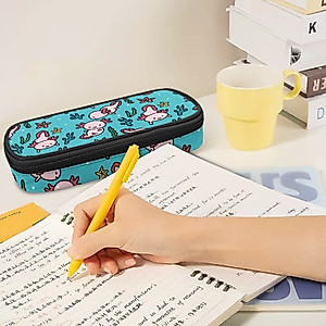 DISNIMO Axolotl Large Pencil Case for Boys Girls Cute Canvas Kids Pencil Pouch with Zipper Big Capacity Pencil Bag Organizer Box for School Home Office Travel