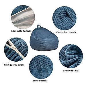 Bean Bag Chairs Cover (No Filler),Bean Bag Cover,Stuffed Animal Storage Bean Bag,Bean Bag for Kids,Adults,Teens,36 x 45 in Blue Bean Bag