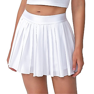 Eleloveph Women's Pleated Tennis Skirt-Flowy Athletic Design,Suitable for Golf, Skater, Running Sports White