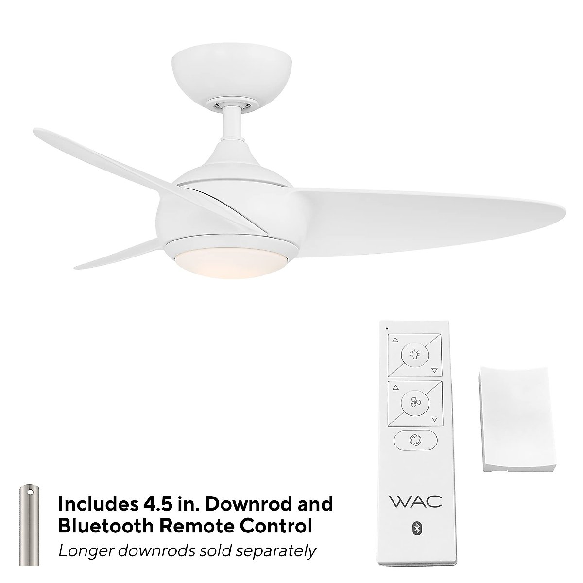 Loft Indoor and Outdoor 3-Blade Smart Ceiling Fan 38in Matte White with 3000K LED Light Kit and Remote Control works with Alexa and iOS or Android App