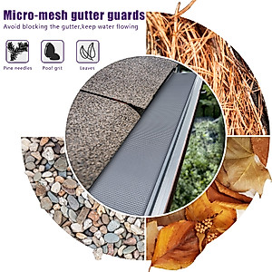 Mxclimate Gutter Guard 5'',Stainless Steel DIY Gutter Cover System 48ft,Micromesh Gutter Guards Downspout Leaf Protection fits any Traditional Roof Gutter Type