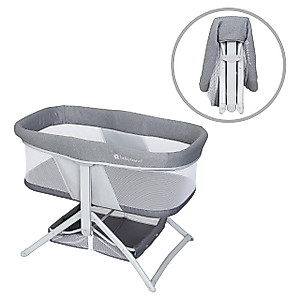 Baby Trend Quick-Fold 2-in-1 Rocking Bassinet, Shadow Stone Gray