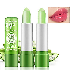 BINGBRUSH 3 Pcs Aloe Vera Color Changing Lipstick Queen,Long Lasting Lip Care Nutritious Plumper Lip Balm Moisturizer Magic PH Temperature Color Change Lip Gloss Makeup Set for Women