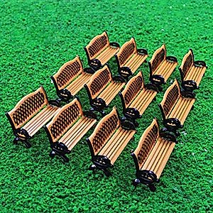 Evemodel ZY35087OB 12pcs Model Train Platform Park Street Seat Bench Chairs Settee 1:87 HO Scale