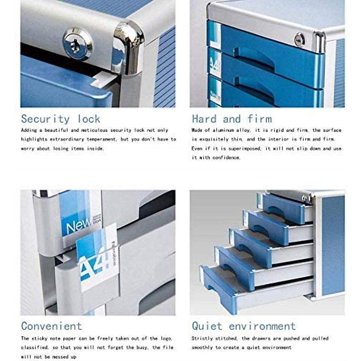 File Storage Cabinet Flat File Cabinets Flat 5 Drawer Lockable Data File Storage Cabinet - Aluminum Alloy - Blue 30x36x30.5cm Home Office Furniture File Box