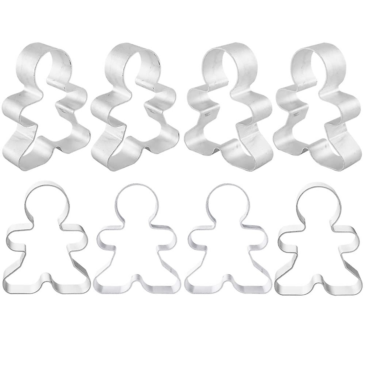 Saktopdeco 8 Counts Gingerbread Metal Cookie Cutter Small Christmas Gingerbread Man Shaped Decorative Cookie Cutters Set