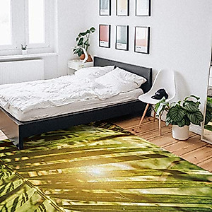 Area Rug 2' x 3' Palm Leaf Carpet Tropical Plants Sunshine Floor Mat Non Slip Runner Rectangle Rugs for Living Room Bedroom