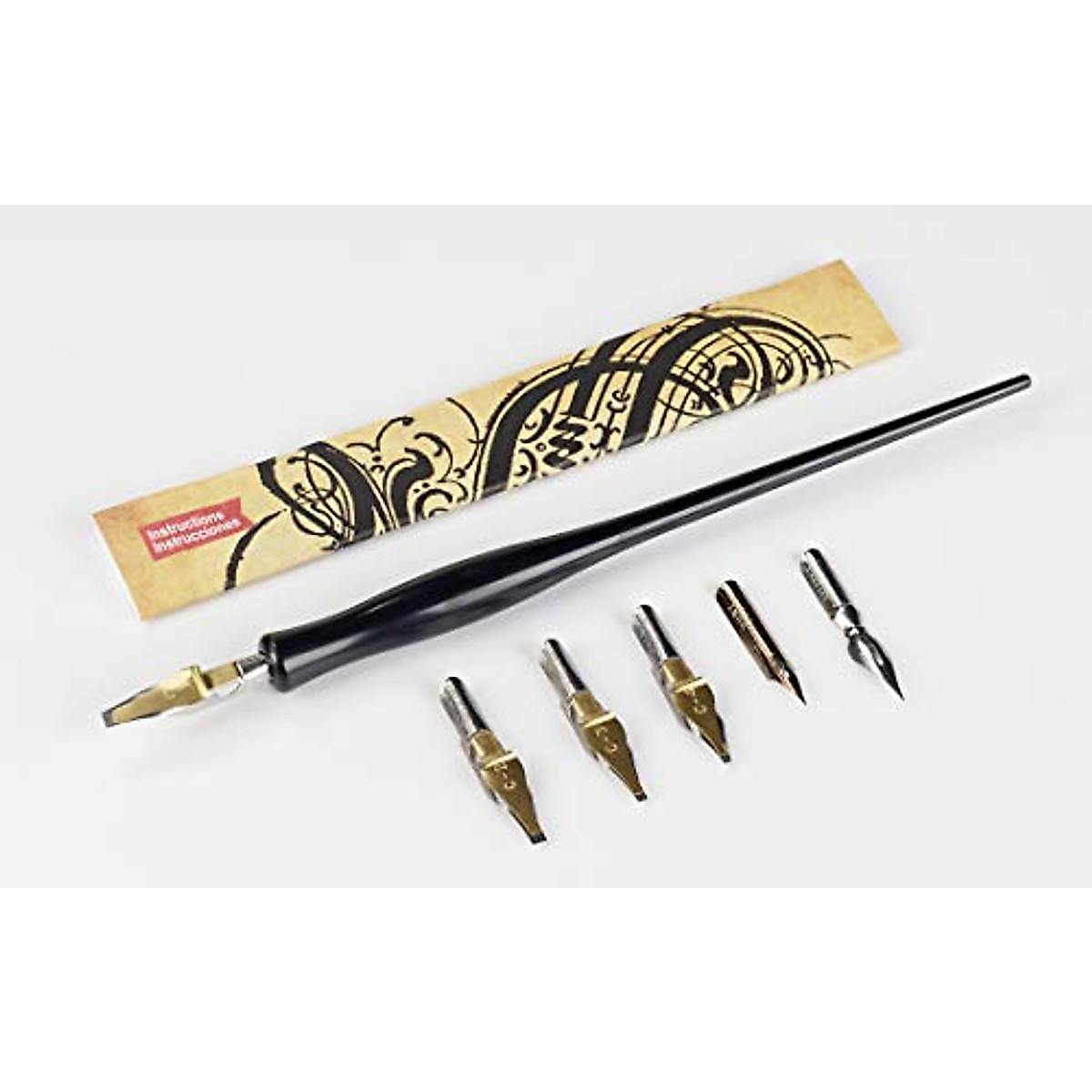 Speedball Calligraphy Pen Set - 1 Penholder w/ 4 Nibs, 2 Pen Tips