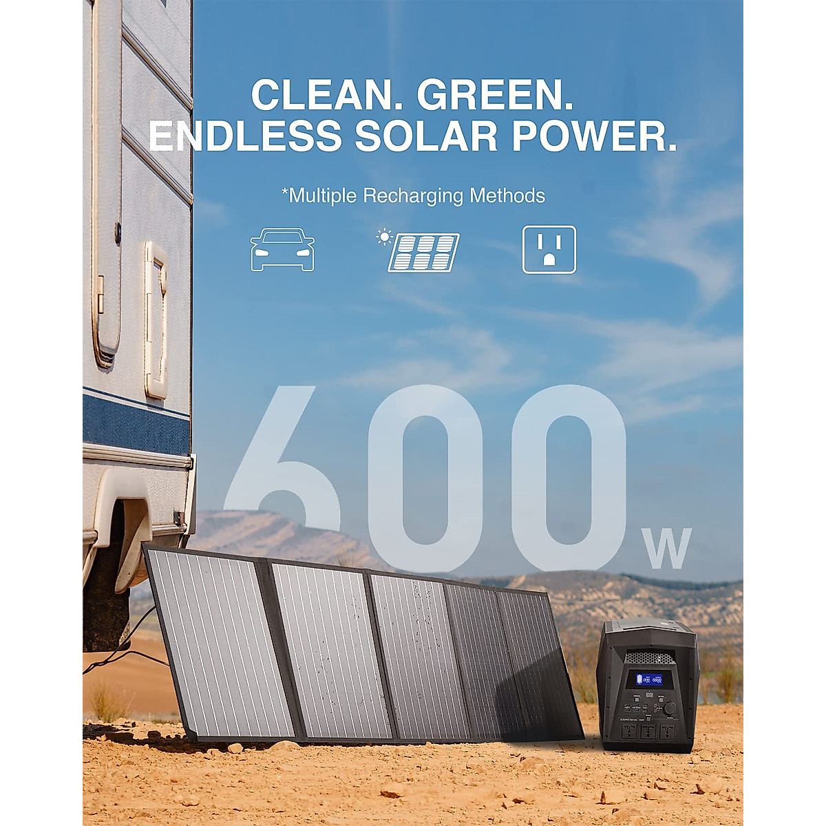 2000W Solar Power Station, 2048Wh LiFePO4 Portable Power Station, 4 x 2000W AC Outlets (4000W Surge), 900W Max Fast Charging, Solar Generator for Outdoors RV/Van Camping, Home Use UPS Emergency.