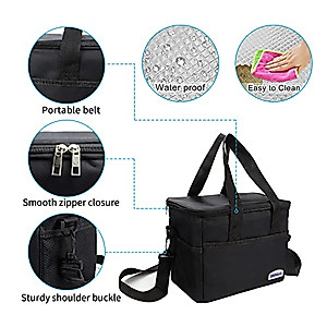 ZGWJ Leakproof Reusable Insulated Cooler Lunch Bag for Men and Women - Office Work Picnic Hiking Beach Lunch Box Organizer