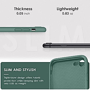 DTTOCASE for iPhone SE Case 2022/2020, iPhone 8 Case, iPhone 7 Case, Liquid Silicone Phone Case for iPhone SE 8 7 4.7 Inch, Colorful Silky-Soft Protective Cover for Girls Boys,and Women,Midnight Green