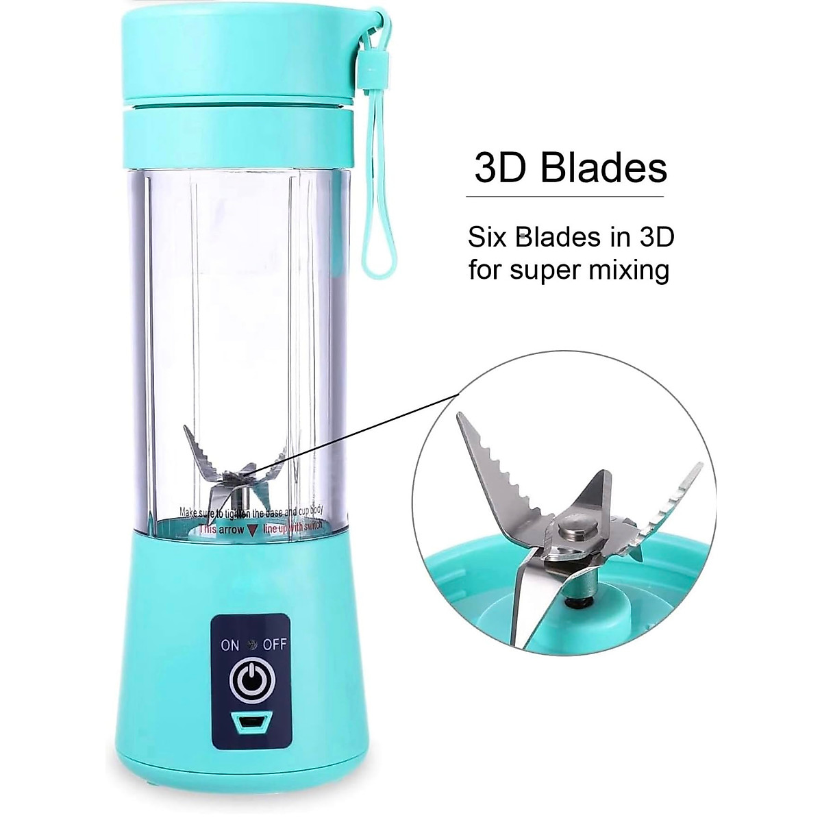 Portable Blender for Shakes and Smoothies, Personal Blender, Travel Lid for Kitchen, Office, Travel, Picnic, Gym & Travel, Personal Size Blenders with USB Rechargeable Blue