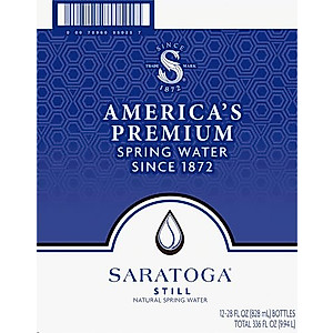 Saratoga Natural Spring Water - 28 oz. (Non-Carbonated, Pack of 12)