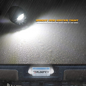 RUXIFEY LED License Plate Light with Socket Wiring Harness Plugs Compatible with Ford F150 F250 F350 F450 F550 Superduty Ranger Explorer Bronco Excursion Expedition, 6500K White