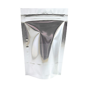 QQ Studio 100 Shiny Colored Aluminum Mylar Foil Clear Window Reclosable QuickQlick™ Stand-Up Bags (6" x 9", Silver)