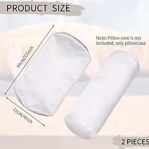 Tatuo 2 Pieces White Cervical Round Pillow Cover for Neck Roll Pillow Cervical Neck Roll Memory Cylinder Round Cushion(Artificial Silk,17 x 4 Inch)