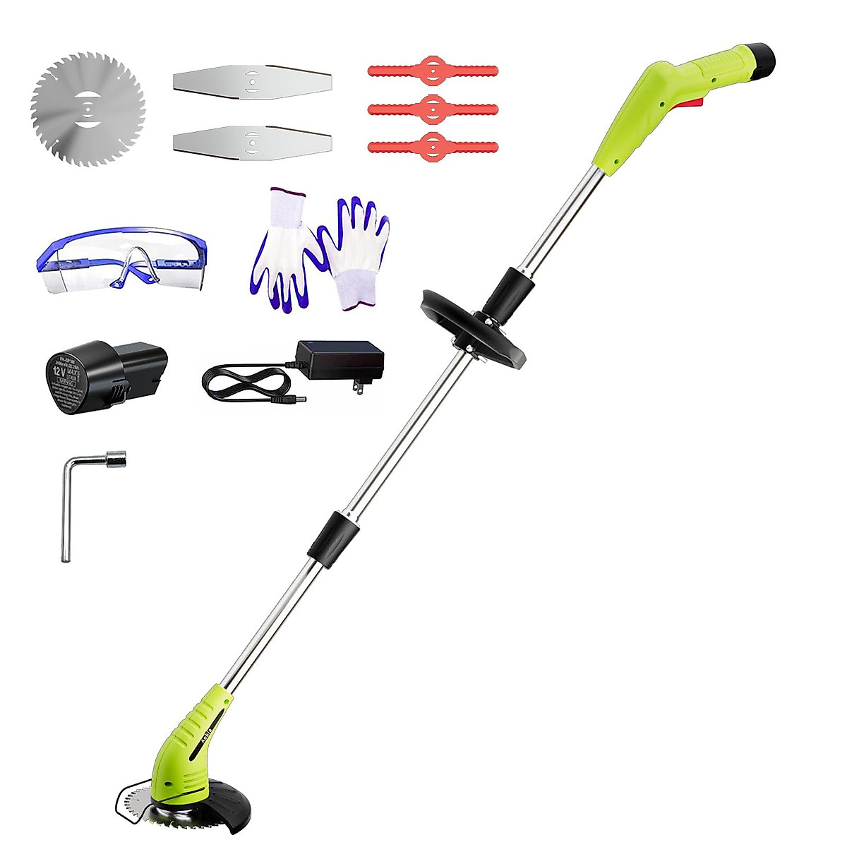 String Trimmer Cordless Weed Wacker, Lightweight Powerful Lawn Trimmer with 2000mAh 12V Battery for Weed Grass Cutting, Ergonomic Design for Home Yard Care