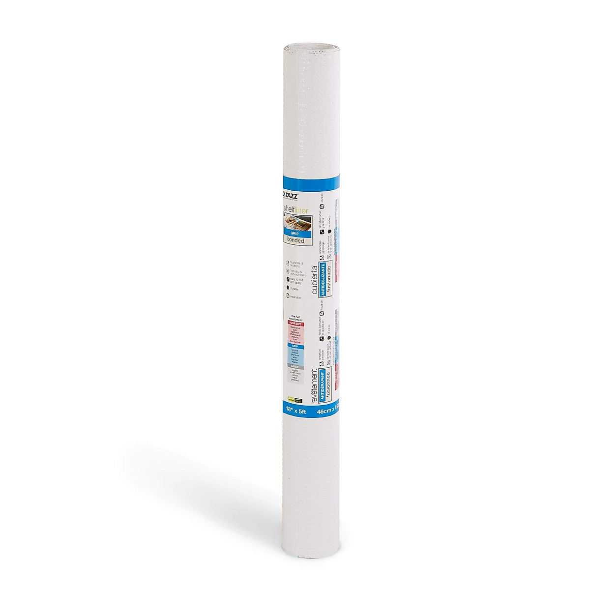 Smart Design Bonded Grip Shelf Liner - 18 Inch x 5 Feet - Non Adhesive, Strong Grip Bottom, Easy Clean Kitchen Drawer, Cabinet, Cupboard Dresser Cover, Non Slip Rubber Mat - White