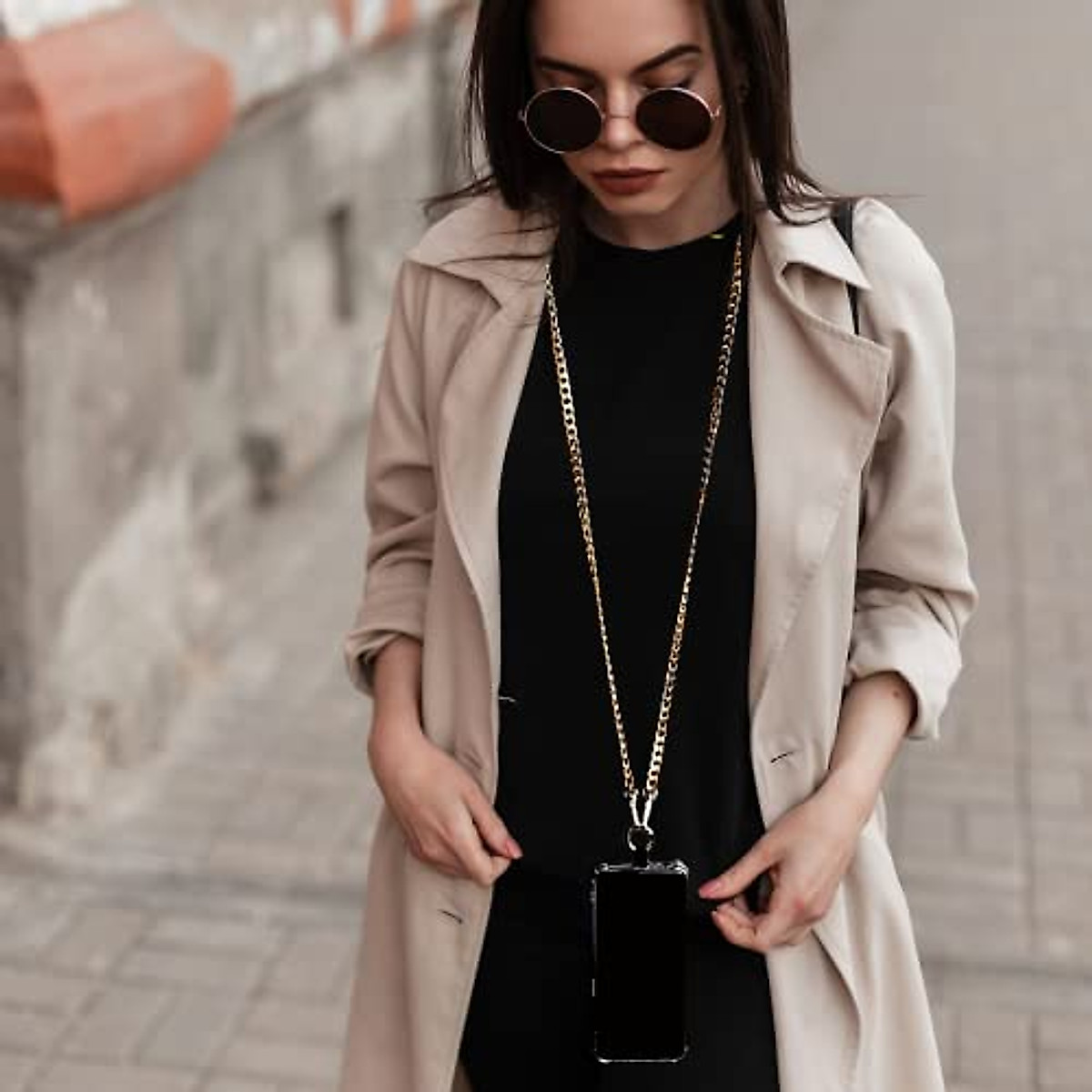 Labs Line Strap Gold Metal Lanyard Holder Phone Include Universal Connector with Gold Ring