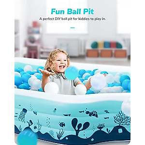 Inflatable Swimming Pool, Valwix 122" X 71" X 20" Full-Sized Family Blow Up Pools for Adults, Children, Above Ground Outdoor Garden Backyard Pool with Seat and Backrest, Summer Water Party for All