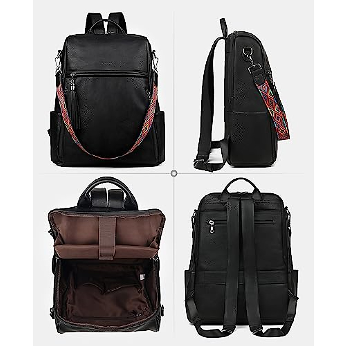 FADEON Laptop Backpack Purse for Women Large Designer PU Leather Laptop Bag, Ladies Computer Shoulder Bags