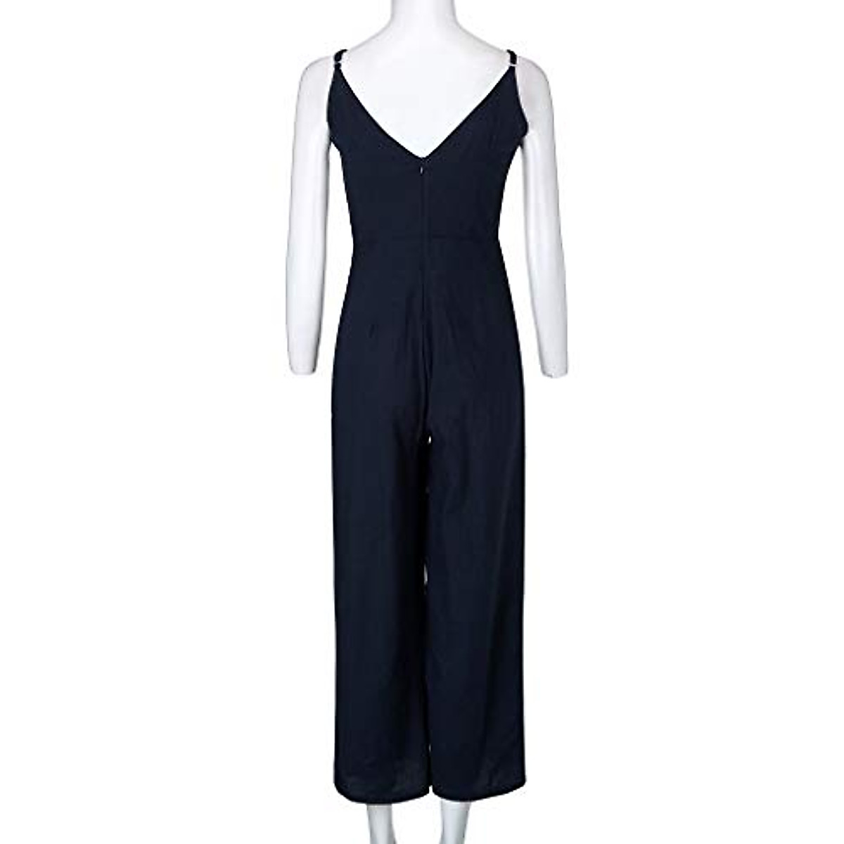Womens V-Neck Spaghetti Strap Mitiy Sleeveless Wide Leg One Piece Jumpsuit Romper Playsuit