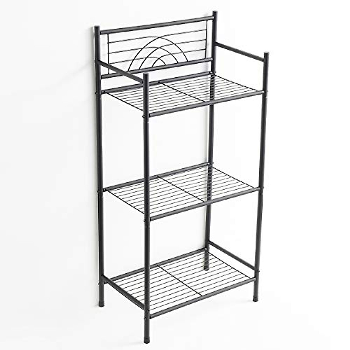 L&H UNICO 3-Tier Free Standing Wire Rack Durable Metal Shelving Storage Unit for Bathroom Laundry Kitchen Office, Black