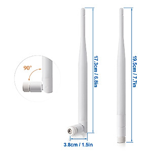 Eightwood 2.4GHz 5GHz 6dBi WiFi Antenna for Security Camera Surveillance DVR Recorder WiFi Router, RP-SMA Connector, White, 2-Pack