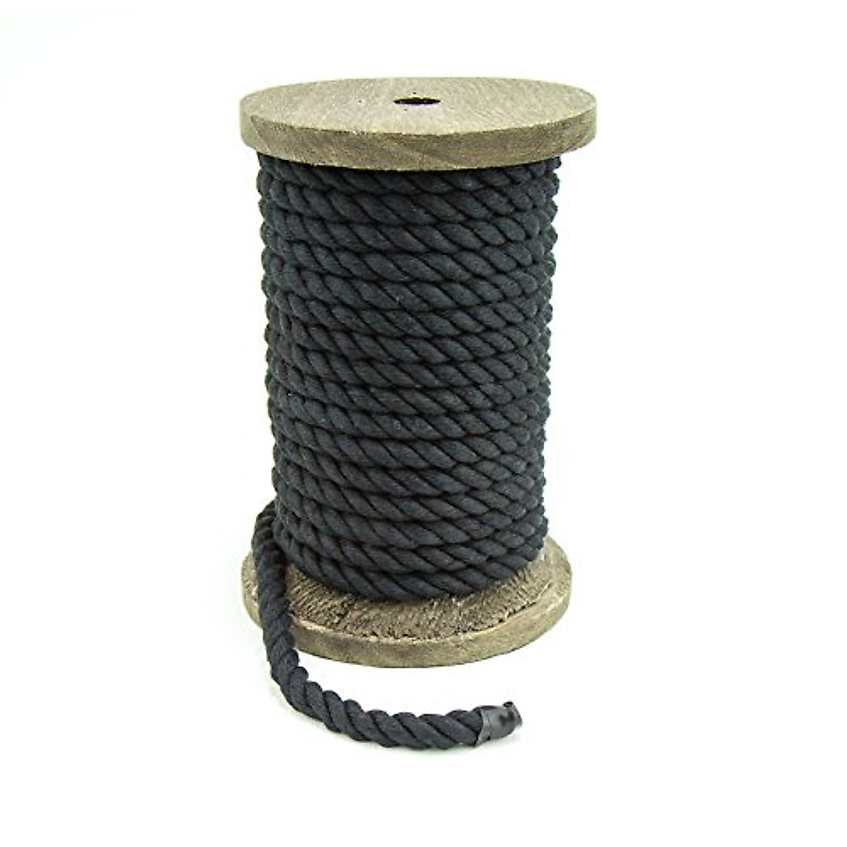 Ravenox Natural Twisted Cotton Rope | (Black)(1/2 Inch x 10 Feet) | Made in The USA | Strong Triple-Strand Rope for Sports, Décor, Pet Toys, Crafts, Macramé & Indoor Outdoor Use