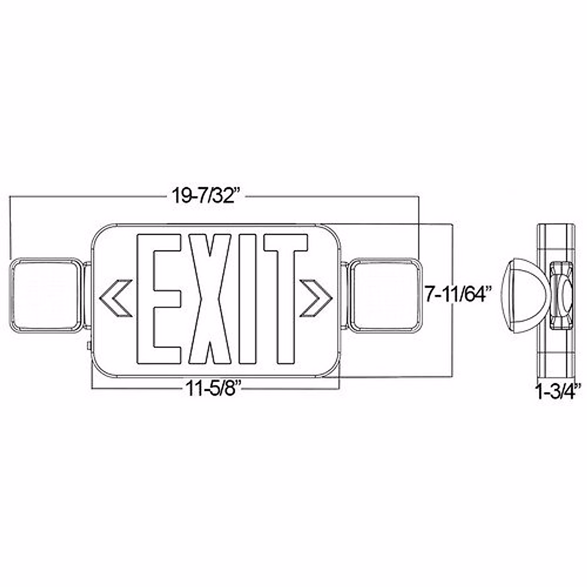 Morris Products Square Head LED Combo Exit Emergency Light – High Output, Remote Capable, Green LED Color, White Housing – 76 Lumens, Energy Saving Lamps – Fully Automatic – Glare Free, Adjustable, (73444)