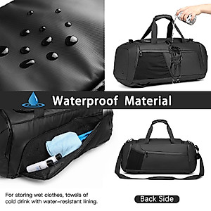 Gym Duffle Bag Waterproof Sports Duffel Bags Travel Weekender Bag for Men Women Overnight Bag with Shoes Compartment Black