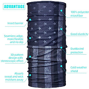 ZeeDix 5 Pcs Neck Gaiter Bandana Face Mask- Microfiber Multifunctional Seamless Headwear Face Cover Head Wrap UV Protection Face Neck Gaiter for Riding, Snowboarding, Balaclava, Hiking, Fishing