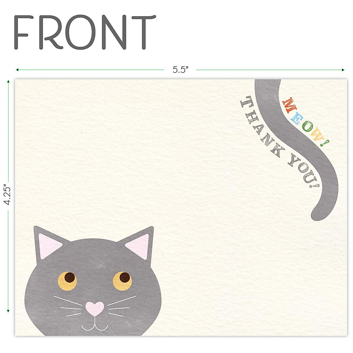 Koko Paper Co Meow! Thank you! Cat Thank You Cards. Set of 25 Cards and White Envelopes. Puur-fect Way to Say Thank You!