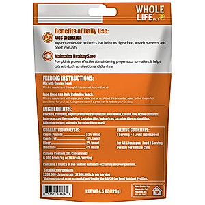 Whole Life Pet Healthy Gut Daily Supplement for Cats – Probiotics with Pumpkin. Helps Digestion + Stool Formation. Mixes in Food or with Water for Hydrating Snack