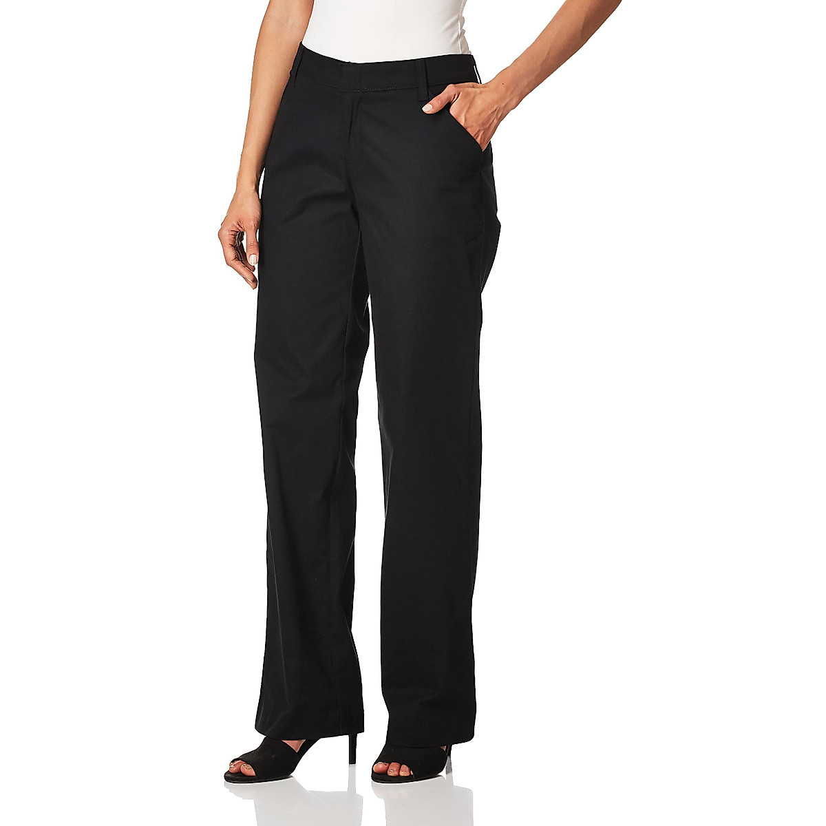 Dickies womens Relaxed Straight Stretch Twill pants, Black, 12 Long US