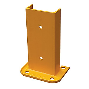 Vestil G6-12 Structural Steel Rack Guard, 4 Mounting Holes, 12-1/4" Height, Base Measures 8-1/16" x 6", Safety Yellow
