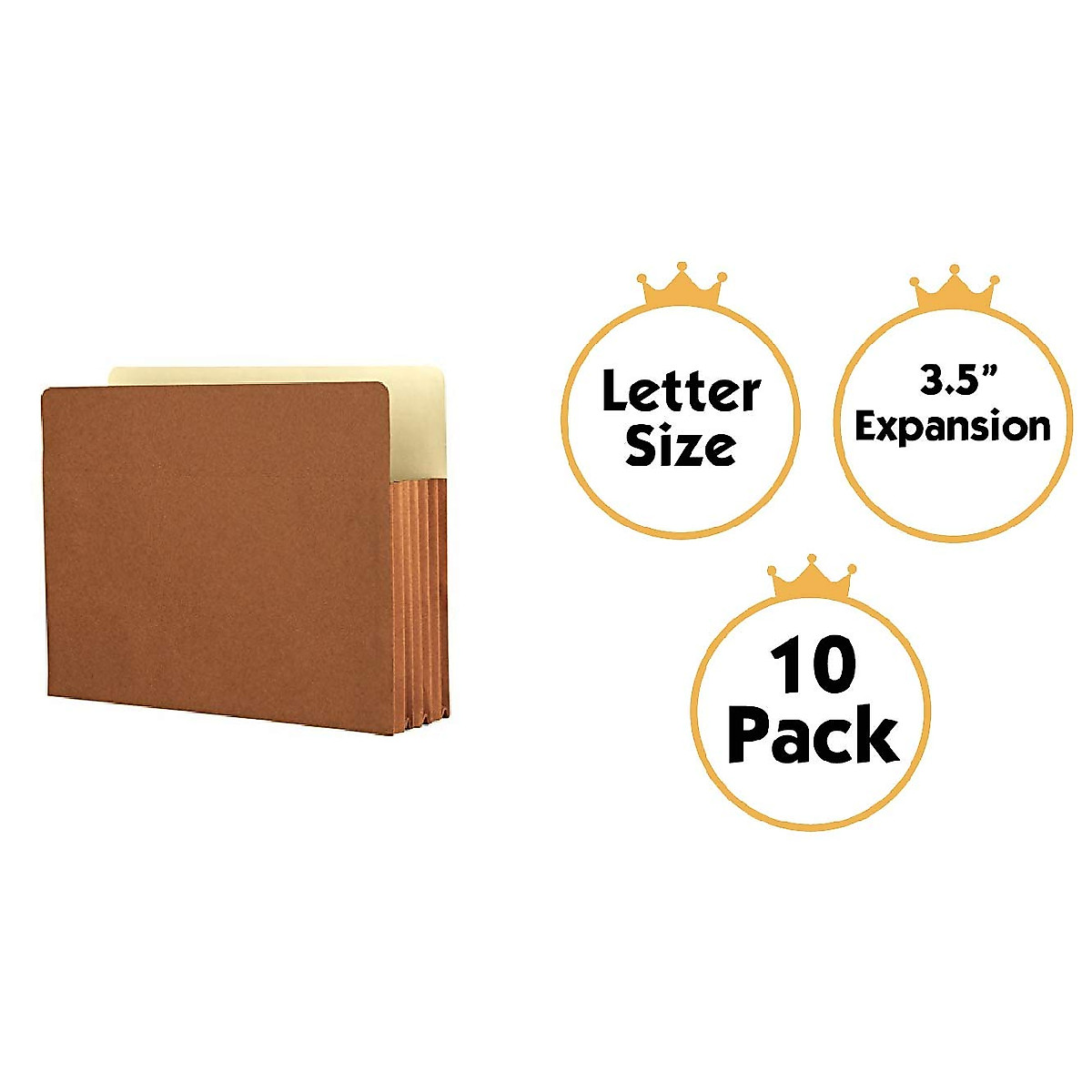 The File King Expanding Accordion File Folder | Letter Size | Box of 10 Redropes | 3.5” Expansion | Store and Organize Papers | Keep Records in One Place | Save Time Searching