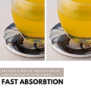 Nasema Kitchen Drink Coasters with Holder, 6-Piece Coaster Set, Modern Ceramic Coasters for Drinks Absorbent for Wooden Table, 4-Inches for Cups & Glasses, Tabletop Protection (Ocean Blue, 6)