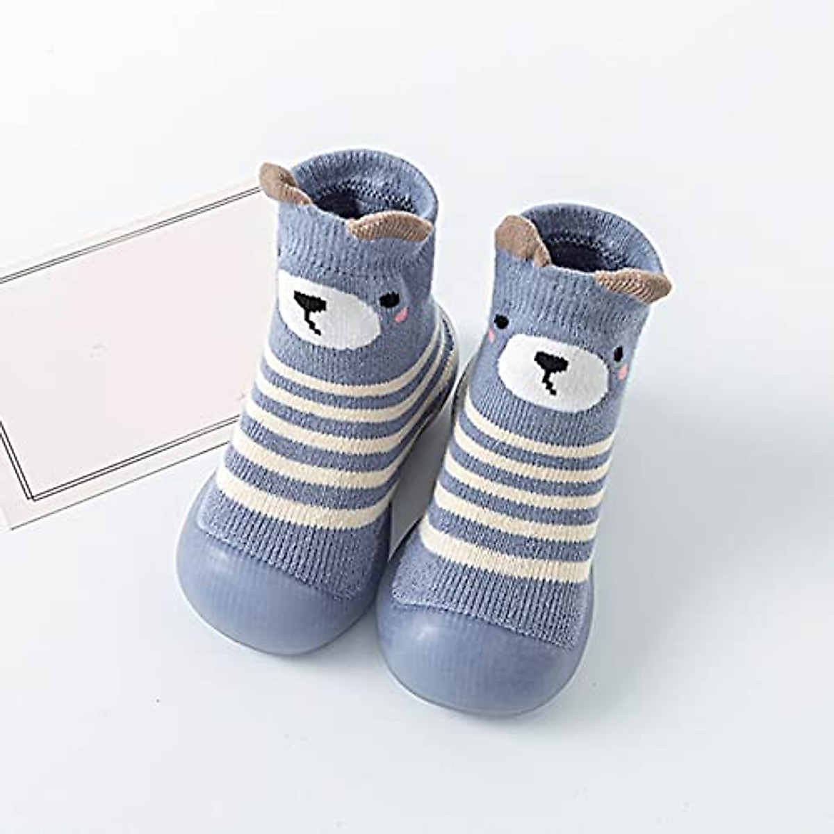 Infant Boys Girls Animal Cartoon Socks Shoes Toddler Fleece WarmThe Floor Socks Non Slip Prewalker Shoes 9t Girls Shoes (Light Blue, 6-12 Months)