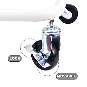 2-Tier Metal Utility Rolling Cart Storage Side End Table with Cover Board for Office Home Kitchen Organization, Cream White