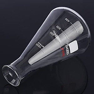 stonylab Glass Wide Mouth Erlenmeyer Flask, 1000 ml Borosilicate Glass Erlenmeyer Flask with Heavy Duty Rim, 1 Pack