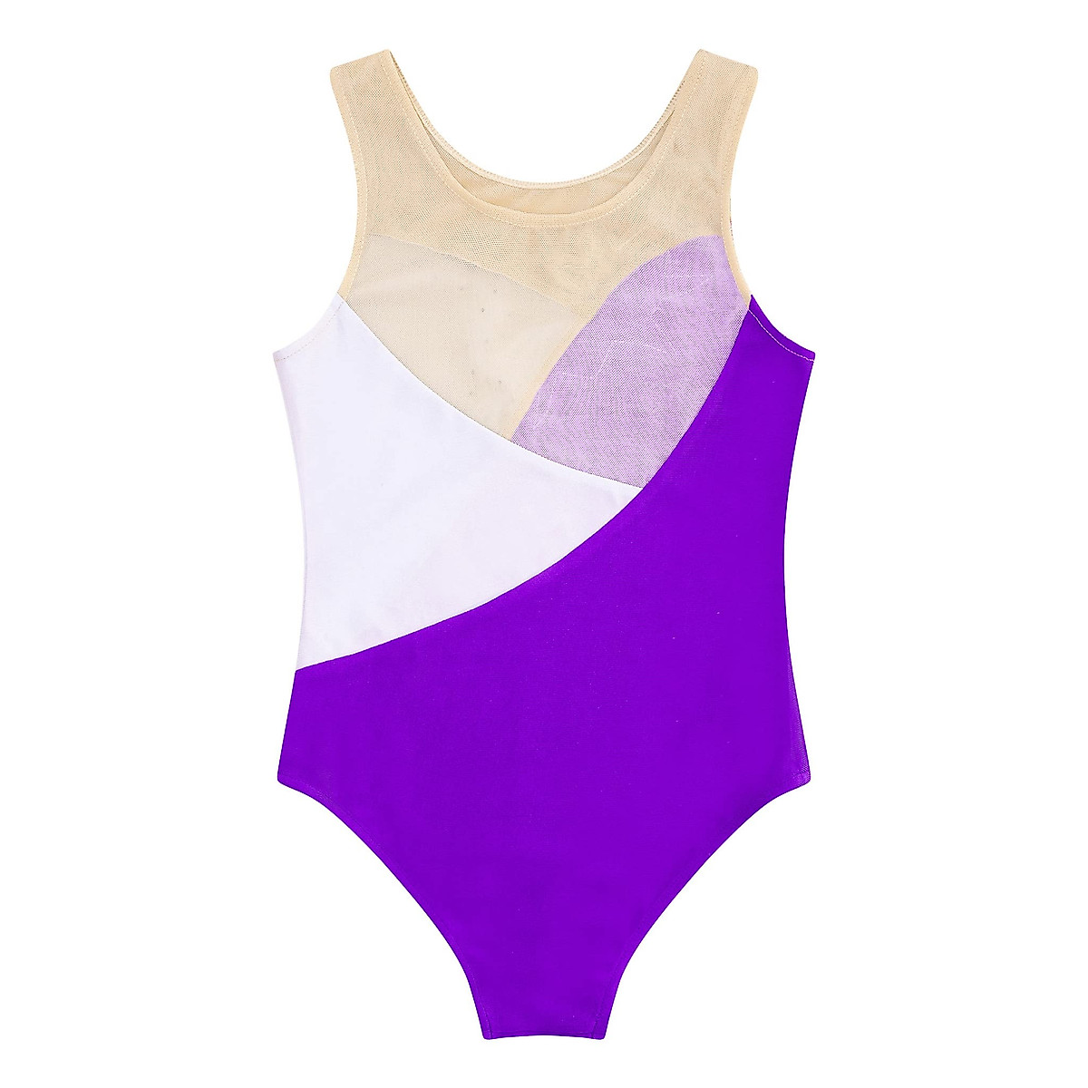 VernLan Gymnastics Leotards for Little Girls One-piece Sparkle Metallic Sleeveless Rhinestone Dancing Athletic Leotards Purple 6 Years