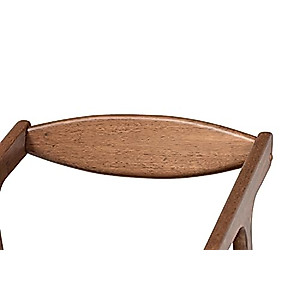 Baxton Studio Harland Mid-Century Modern Black Faux Leather Upholstered and Walnut Brown Finished Wood 2-Piece Dining Chair Set