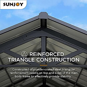 Sunjoy Carport 12 ft. x 20 ft. Outdoor Gazebo Heavy Duty Garage Car Shelter with Powder-Coated Steel Roof and Frame by AutoCove, Gray and Dark Gray